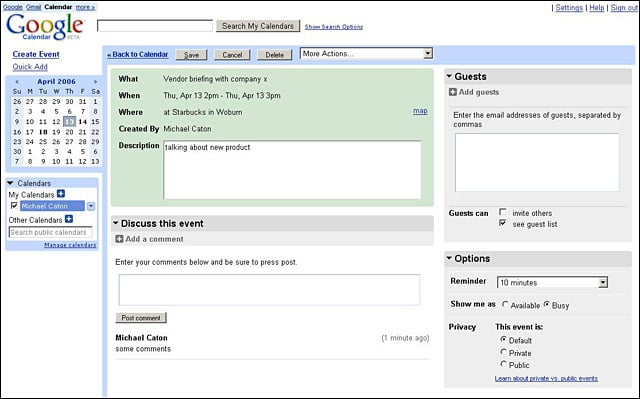 eWEEK Labs Walk-Through: Google Calendar - Search Engines - News ...